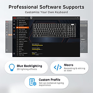 RK ROYAL KLUDGE RK96 90% Triple Mode BT5.0/2.4G/USB-C Hot Swappable Mechanical Keyboard with Magnetic Wrist Rest, 96 Keys Wireless Gaming Keyboard with Software, Blue Backlight