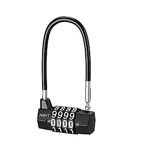 ORIA Cable Locks with Combination, 4 Digit Combination Padlock, Long Shackle Lock, Flexible Steel Cable Rope, Cabinet Lock, School Locker, Black