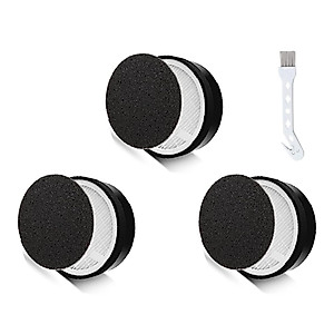 3 Pack LV-H132-RF Replacement Filter for LEVOIT LV-H132 Filter Replacement, 3-in-1 H13 True HEPA and Activated Carbon Filter Replacement with 2 Brush