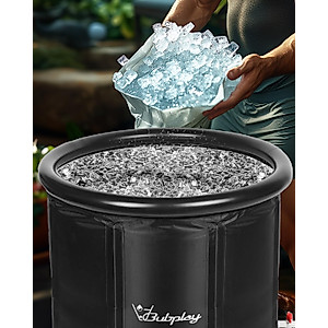 XL Ice Bath Tub for Athletes & Adults - 105 Gallons Ice Tub, Cold Plunge Tub with Cover, Ice Plunge Tub for Recovery & Cold Water Therapy, Inflatable Ice Bath Barrel for Indoor Outdoor- Black