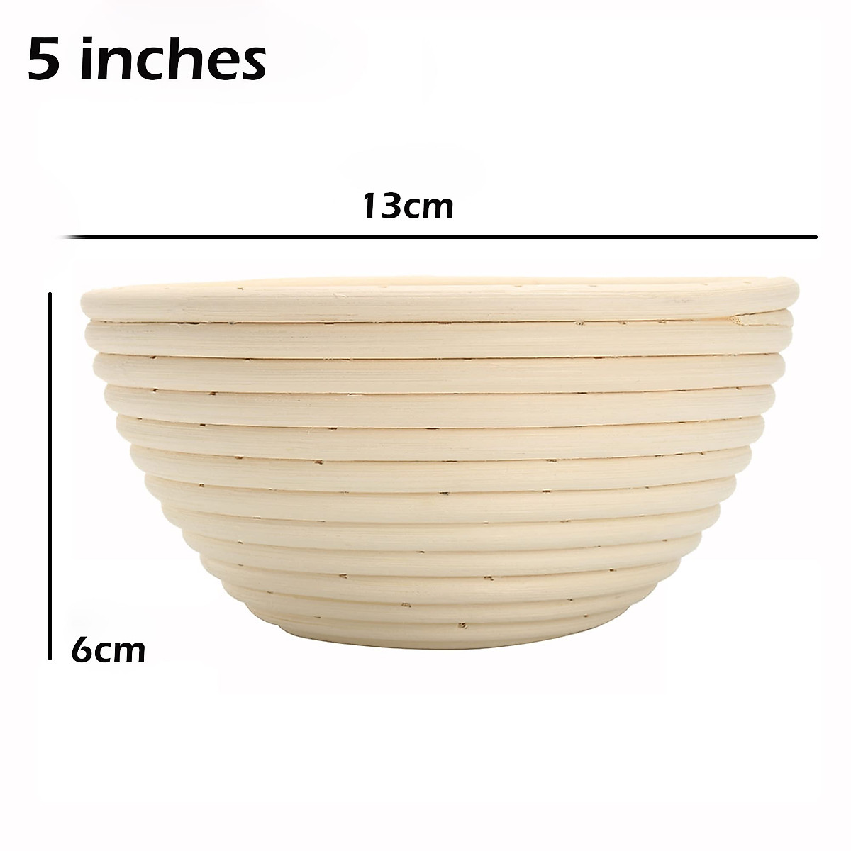 3pcs 5" Banneton Proofing Basket Round Bread Brotform with Liner Eco-Friendly Natural Rattan for Professional & Home Bakers