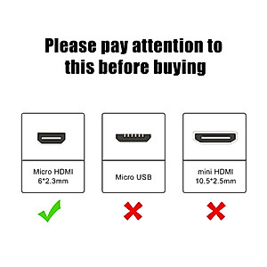 iBirdie Micro HDMI to HDMI Female Cable 0.5 Feet - High Speed 18Gbps Support 4K60 HDR ARC Compatible with GoPro Hero 7 6 5 4, Raspberry Pi 4