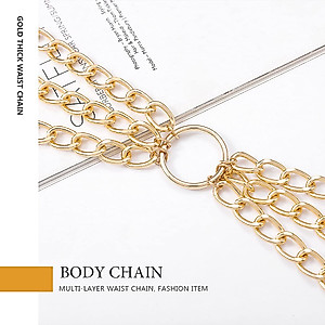 Cosydays Punk Harness Waist Chain Gold Ring Belt Belly Chain Circle Body Chain Beach Bikini Sexy Party Chain Jewelry for Women