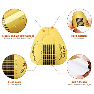 AHIER Gold Horseshoe Nail Forms, 200PCS Nail Extension Tips and UV Gel Guide Stickers