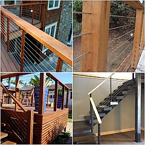 Bysn 1/8 T316 Stainless Steel Cable, Aircraft Cable for Deck Railing, 7 x 7 Strands Construction Braided Steel Cable, 500FT Wire Rope Cable for Railing