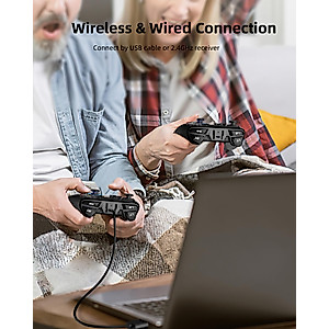 Forty4 Wireless Gaming Controller, Game Controller for PC Windows 7/8/10/11, PS3, Switch, Dual-Vibration Joystick Gamepad for Computer