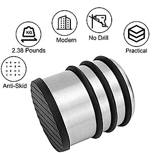 ZOENHOU 3 PCS 2.88 x 3.2 Inch Heavy Duty Door Stopper, 2.38 Lb No Drill Premium Stainless Steel Round Door Stops with Anti-Skid Silicone Treads, for Door Stopping