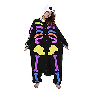 SAZAC Halloween Skeleton Colorful Onesie Costumes (Adults, Skeleton Colorful)