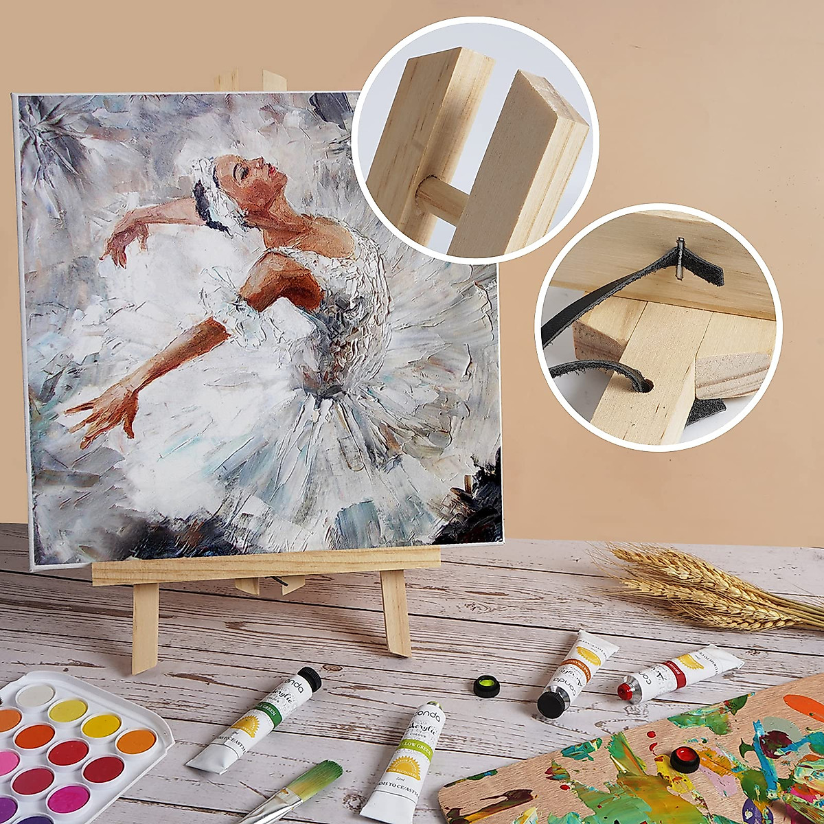 CONDA 12 Pack 11.8" Tabletop Easel, Portable A-Frame Tripod Tabletop Easel Set for Painting Party & Displaying Canvases, Photos, Display Tripod Holder Stand for Students Kids Beginners