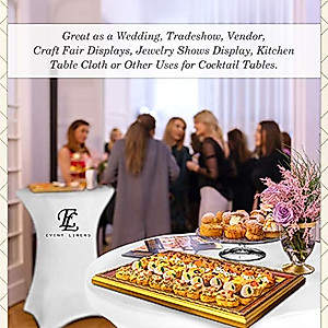 White Spandex Cocktail Table Cover - Fitted High Top Round Table Cloth - Round Tablecloth Covers for Bar Table Pub Table Round Kitchen Table High Top Table Bistro Table - Tables and Cocktails (2-Pack)
