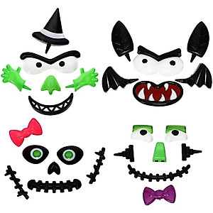 Halloween Plastic Push in Pumpkin Decorating Kits No Carving Kits 1 Set 4 Packs Halloween Pumpkin Faces Push in
