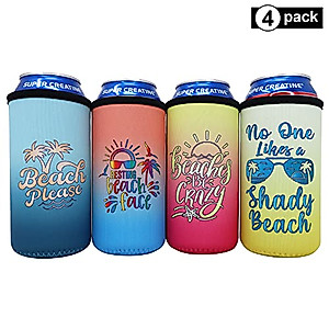 Beach Essentials Gifts for Women - Beach Accessories for Vacation Must Haves, Beach Themed Small Gifts for Women, Insulated 16 oz. Tall Can Cooler Sleeves, Funny Beach Coolies for Tallboy Cans