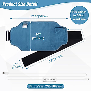 Hilph USB Heating Pad for Low Back and Stomach Pain Relief, Portable 5V 2A Car Travel Back Lumbar Heating Pad with Straps, Warm Therapy for Cramps, Sciatica Pain, Waist (Not Chargeable)