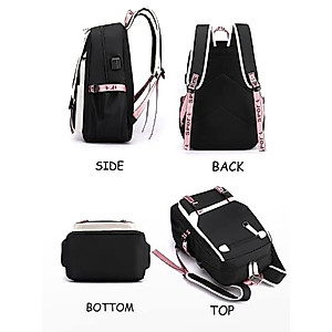 Kawaii Cute Girls Backpack University Students Bookbag Outdoor Daypack with USB Charge Port Travel Backpacks (Dark Green)