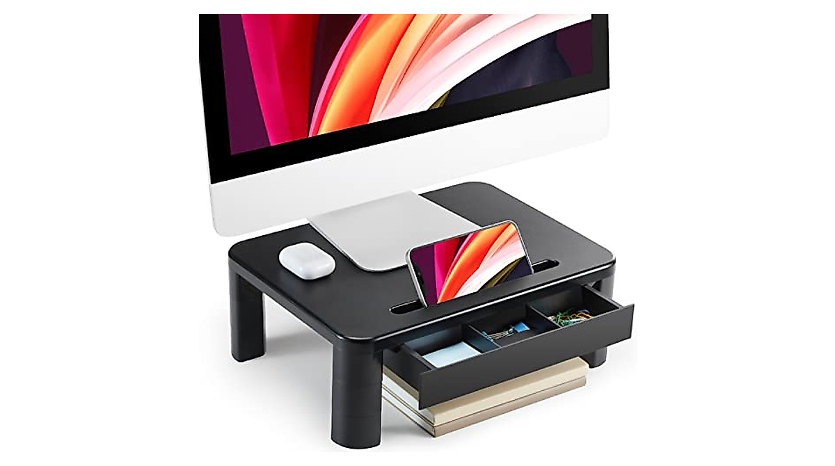 LORYERGO Height Adjustable Monitor Stand w/ Drawer