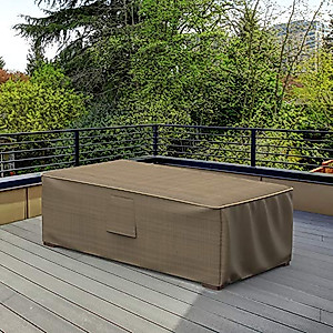 Budge P5A35BTNW3 StormBlock Hillside Patio Ottoman/Coffee Table Cover Premium, Outdoor, Waterproof, Medium, Black and Tan Weave