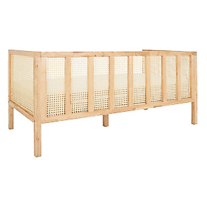 SAFAVIEH Home Collection Dune Coastal Natural Rattan 3-Seater Sofa with White Cushion (Fully Assembled)