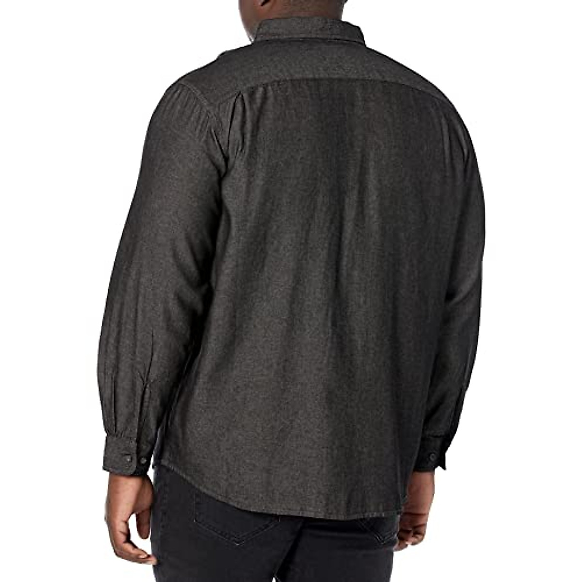 Wrangler Authentics Men's Long Sleeve Classic Woven Shirt, Black Denim, XX-Large