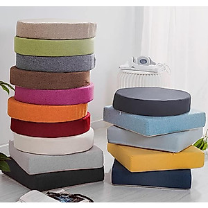 XIOU Thickened Bay Window Seat Pads, Soft Square/Round Chair Seat Cushion, Tatami Floor Linen Cushion, for Living Room, Dinning Room Chair (Round, Black,17.7x1.9in)