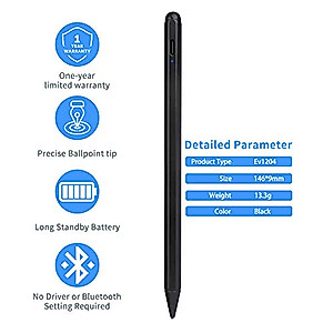 Evach Stylus Pens for Lenovo Yoga Tab Pencil, Active Stylus Pen for Touch Screen Tablet with 1.5mm High Sensitivity Tip Pencil for Lenovo Yoga Tab Pen,Dark Black