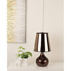 OK Lighting OK-818CP Luster Metallic Cappuccino 3-Way Table Touch Lamp, 9.25" x 9.25" x 18", Brown, Espresso
