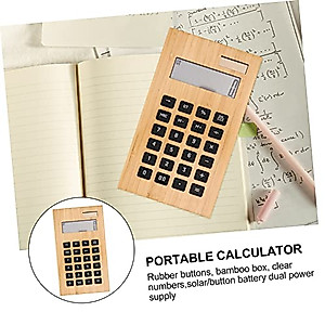 NUSITOU 1pc Battery Office Black Basic Professional with Learning Display Pocket Calculators LCD Tools Useful Bamboo Children Aids Mini Portable Financial for Calculation Digits Wooden