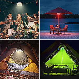 LUXSWAY Umbrella Lights Battery Operated,12 Color Changing Outdoor Patio Umbrella Light for Pole with 80Ft Remote,12 Clear Bulb 48 LEDs,4 Modes,4 Timer Option,Umbrella Hanging Light for Camping,BBQ