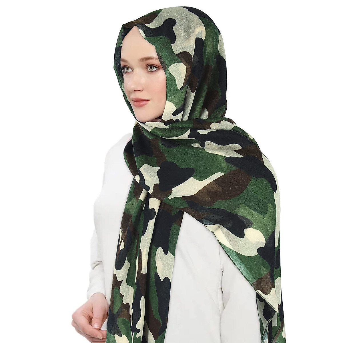 GERINLY Scarves - Lightweight Travel Scarf Camouflage Print Shawl Wrap Army Sport Fan Accessories (Army Green)