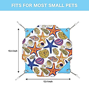 Petmolico Hamster Cage Hammock, Two Tier Small Aniaml Swinging Bunkbed Hideout Nap Sack Pet Cage Accessories for Sugar Glider Squirrel Guinea Pigs Rat Ferret, Starfish