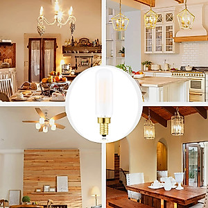 Frosted T6 LED Bulbs, 4W E12 Edison Light Bulbs Soft White 3000K,400lm, 40W Candelabra Incandescent Bulbs Equivalent Vintage LED Filament Edison Candle Bulb with Decorative, 6Pack.