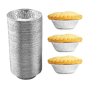 Spare Essentials 120-Pack 5 Inch Small Pie Pans, Disposable Mini Pie Tins, Aluminum Pie Pans for Baking, Storing and Reheating, Pot Pies, Tarts and Quiche