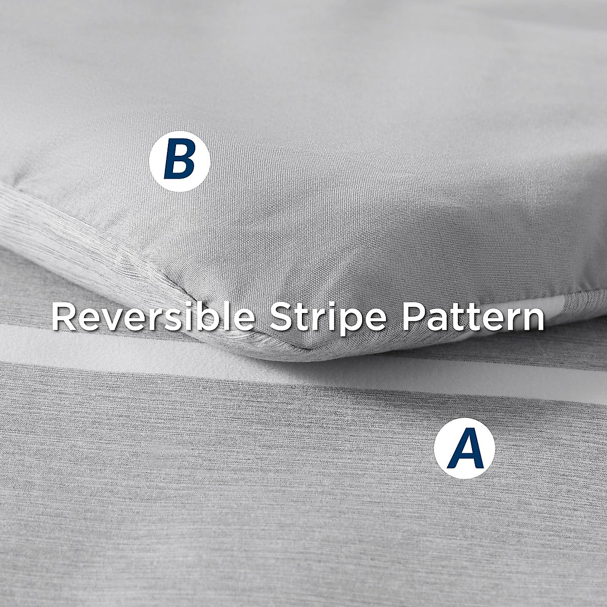 Bedsure Twin Comforter Set 5 Pieces, Grey Striped Bedding Set for Twin Size Bed Reversible, Cationic Dyeing Bed in a Bag with Comforter, Sheets, Pillowcase & Sham