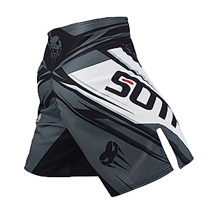 SOTF MMA Boxing Shorts Men Fight Shorts Men BJJ No Gi Shorts Gray Medium Waist 31.5-33 inch