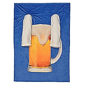 Beer Mug Wearable Sleeved Arm Blanket 70"x50" Rectangle, Snuggle Up with Warm & Cozy Microfiber Flannel Novelty Robe Blanket, for Mom, Dad, Wife or Husband for Indoor & Outdoor Use