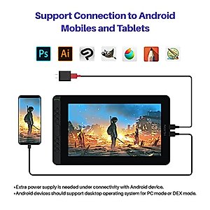 HUION Kamvas 12 Graphics Drawing Tablet with Screen Full-Laminated Battery-Free Stylus Tilt 8192 Levels Pressure 8 Express Keys, 11.6 inches Pen Display Support Android, Window, Mac, Linux, Black