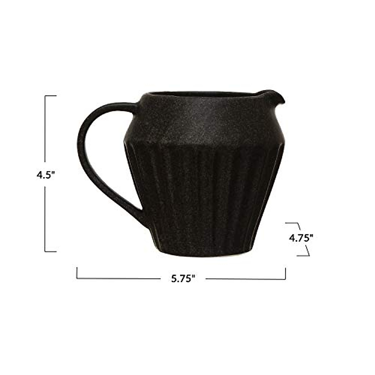Creative Co-Op 14 oz. Stoneware, Reactive Glaze, Matte Black Finish Pitcher, 4.5"