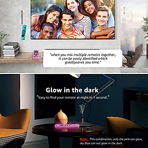 (2 Pack) ONEBOM Silicone TV Remote Cover Case, Anti Slip Silicone Protective Control Case Cover with Lanyard（Glow Pink&Sky Blue）