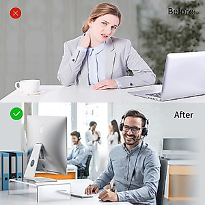 Beimu Acrylic Monitor Stand Riser Computer Monitor Riser Computer Monitor Stand or Holder Clear Monitor Stand Acrylic Laptop Stand Acrylic Monitor Riser White Monitor Stand Acrylic Computer Stand