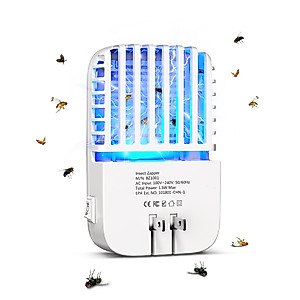 Mosalogic Bug Zapper Indoor Electronic Fly Swatter Plug-in Flying Insect Killer with UV Light for Indoor Use Compact Bug Zappers for Flying Insects, Gnats, Moths, Flies (White-1pack)