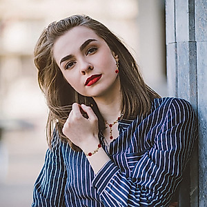 3 PCS 18 Gold Necklace Long Necklace For Women Girls Gold Rose Pendent Bracelet Flower Jewelry Dangle Earrings Set For Valentine's Day Mother's Day Gifts Wedding Gifts