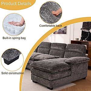 111" Cloud Couch,Modular Sectional Sofa, Convertible U Shaped Sofa Couch,4 Seat Chenille Sleeper Sofa with Chaise Lounge Upholstery Double Cushions Deep Seat Sleeper Couch for Living Room