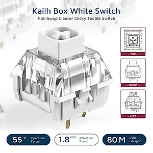 FL CMK87 80% TKL Wireless Mechanical Keyboard, Clear Tactile Kailh Box White, 87 Keys & PBT Keycaps, Rigid Programmable Rechargeable Hot-swap, Marvelous Retro