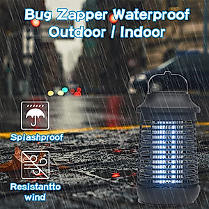 Bug Zapper Outdoor/Indoor,Mosquito Zapper 4200V High Powered Waterproof Electronic Mosquito Killer,15W UVA Mosquito Lamp Bulb,Fly Traps Patio Insects Killer,Trap Killer for Home,Kitchen, Backyard