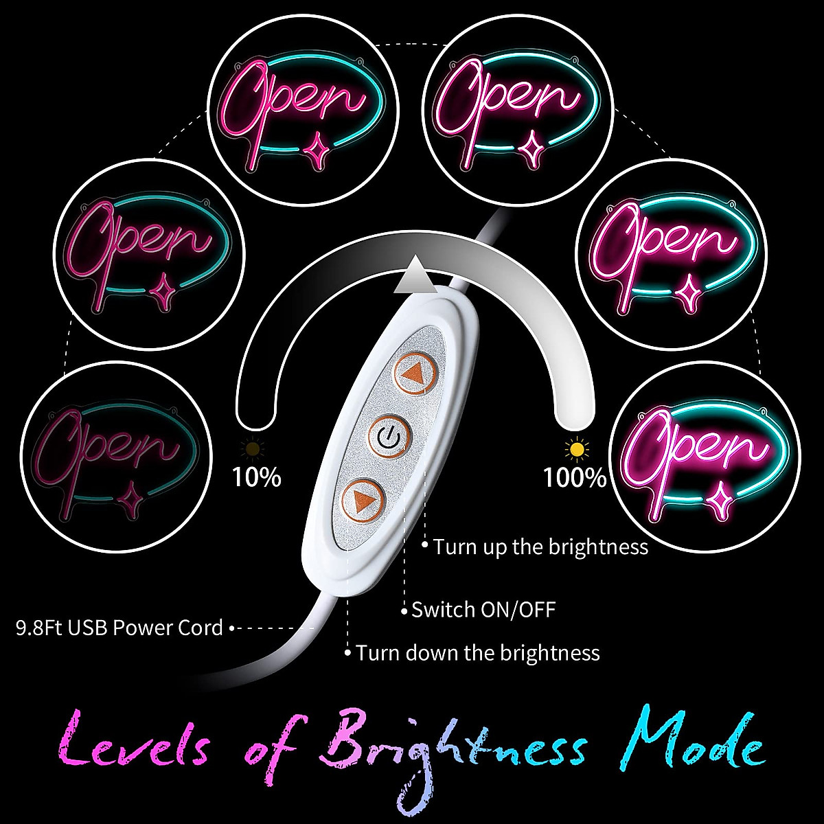 Neon Open Sign for Business, 15.75"x11.4" Led Open Signs for Business & Store Window, Adjustable Brightness Ultra Bright Neon Light Open Sign for Party Bar Salon Coffee Shop Club Hotel Wall Decor