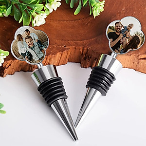 Custom Wine Bottle Stopper with Photo Personalized Wine Bottle Stoppers Zinc Alloy Reusable Wine Saver Corks for Wine, Champagne, Beverages -Clover