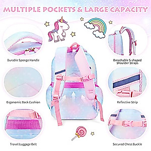Backpacks for Girls School Cute Kids Backpack Bookbags with Insulated Lunch Box Set for School Elementary girl, Tie Dye School Bag with Laptop Compartments 16 * 11.5 * 7.5, Galaxy Blue