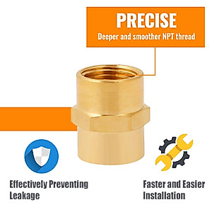 Pipe Fitting, SUNGATOR Brass Air Fitting, Coupling, 1/4" x 1/4" Female Pipe, Air Hose Fittings, Air Tool Fittings (2-Pack)