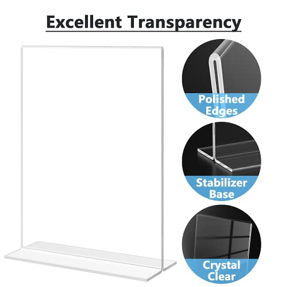 MaxGear 8.5 x 11 Acrylic Sign Holder 6 Pack, Clear Table Paper Display Stand Double Sided Menu Flyer Holder Vertical Picture Frame Plastic Plexi Sign Holders for Office, Store, Restaurants, Hotels