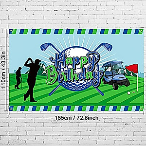 Golf Birthday Party Decoration Golf Happy Birthday Backdrop Photo Booth Banner Photography Background for Golf Sports Themed Birthday Party Supplies for Men Boy Adult Kids, 73 x 43inch