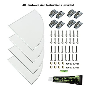 Corner Glass Shower Caddy 4 Pack 8MM-Thick Tempered Glass Shelf No Drilling Wall Mount Corner Mounted Shelves Space Saver Adhesive Bathroom Home Shelf Shampoo Holder Organizer Strong Adhesion